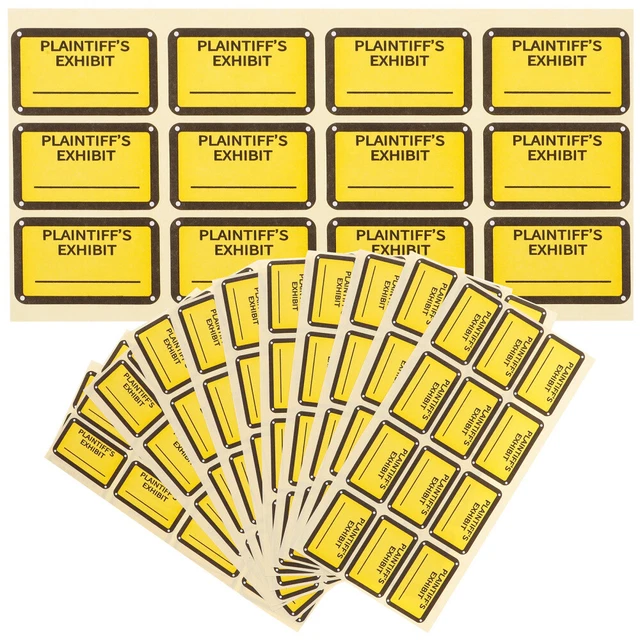 12 SHEETS TABS Labels Exhibit Legal Label Sticker for File Exhibit ...