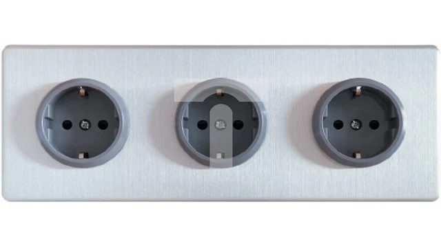 TRIPLE SOCKET OUTLET with earthing, Schuko type - color ground steel + gra / M1T £102.38 ...