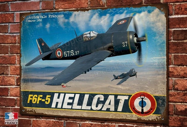 PLAQUE MÉTAL ARTWORK 40x30cm warbird Hellcat F6F-5 aéronavale Française ...