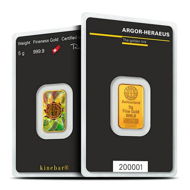 5 GRAM ARGOR Heraeus Kinebar Gold Bar (New w/ Assay) EUR 406,48 ...