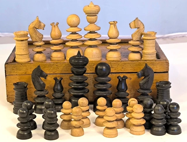 ANTIQUE FRENCH REGENCY Style Wood Chess Set, King 60mm £39.95 - PicClick UK