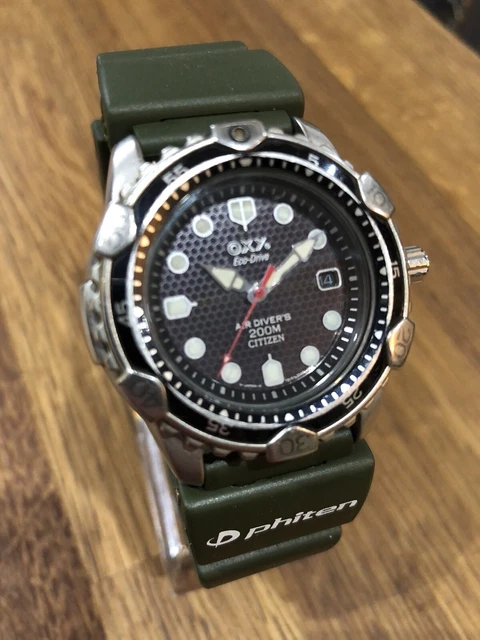 CITIZEN OXY 7872-L15031Y Eco-Drive Air Diver's 200M Antimag 4000 New Capacitor £59.95 - PicClick UK
