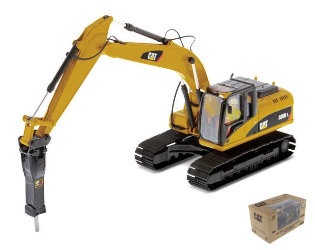 MINIATURE PELLE DIECAST Master Cat 320D Hydraulique Excavator Hammer 1: ...