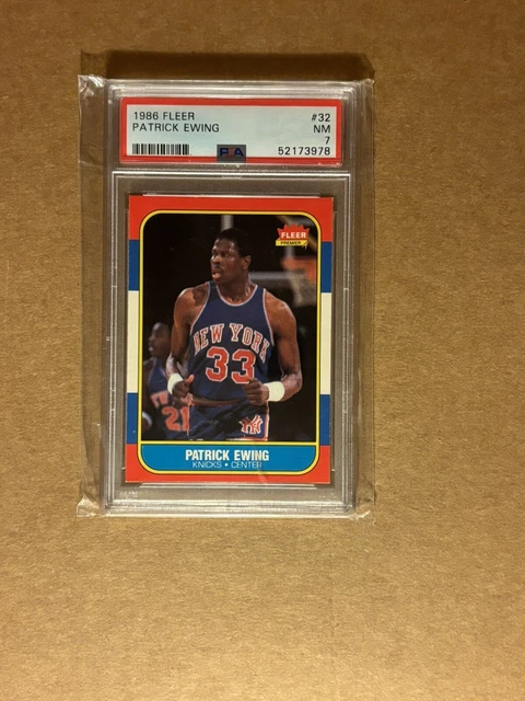 PATRICK EWING ~ 1986 Fleer Basketball Rookie Card #32 ~ Classé PSA 7 PRESQUE COMME NEUF EUR 73 ...