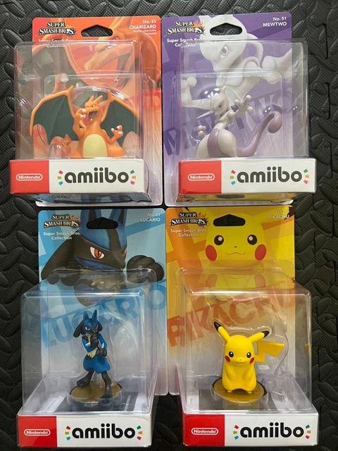 AMIIBO POKEMON CHARIZARD Lucario Pikachu Mewtwo Nintendo Character Figure 4 sets £120.00 ...