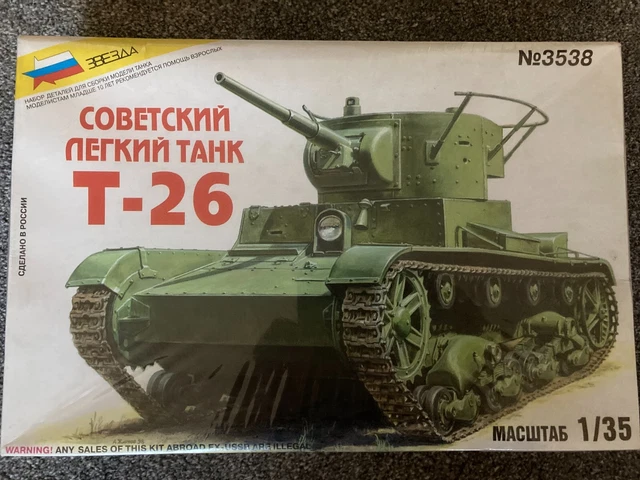 ZVEZDA 1/35 SCALE Soviet Light Tank T-26 model kit, No 3538 original ...