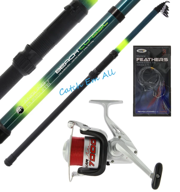 TELESCOPIC BEACHCASTER FISHING Rod 12ft 3.6m Rod & Reel Combo with ...