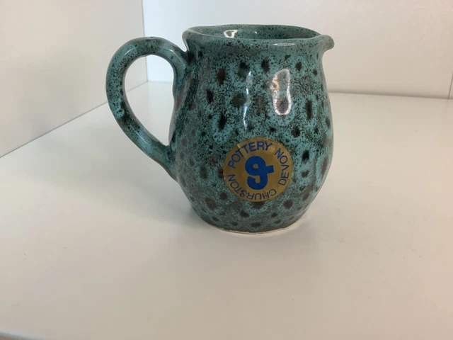VINTAGE CHURSTON POTTERY Devon Green Black Honeycomb Glaze. Milk Jug ...
