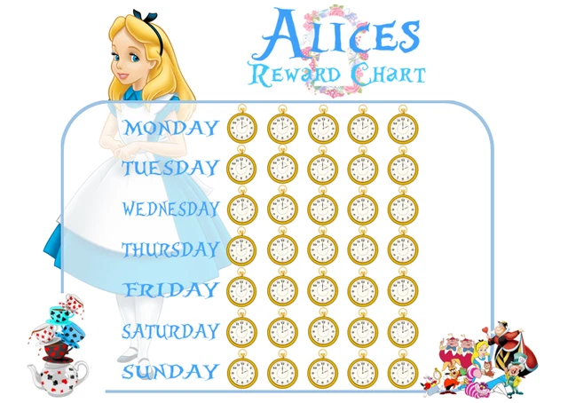 PERSONALISED DISNEY ALICE in Wonderland Reward Chart Poster & Star ...