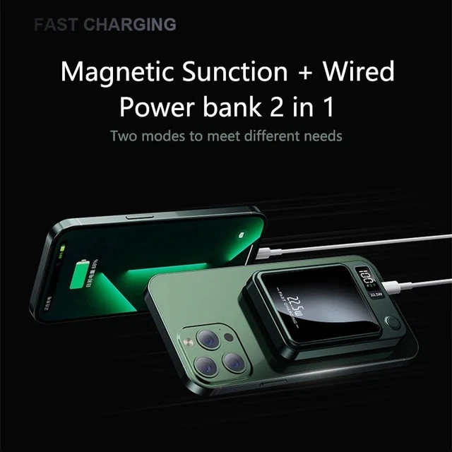 50000MAH MAGNETIC POWER Bank 22.5W PD 20W Fast Charging for iPhone ...