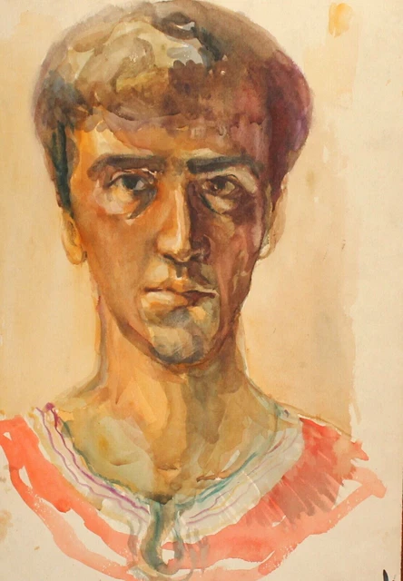 TABLEAU ANCIEN AQUARELLE réaliste portrait d'homme EUR 126,26 - PicClick FR