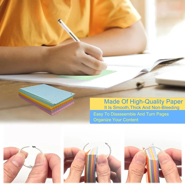 300 SHEET FLASH Cards，3.3 * 4.9 Inch Lined Revision Cards Includes 6 ...