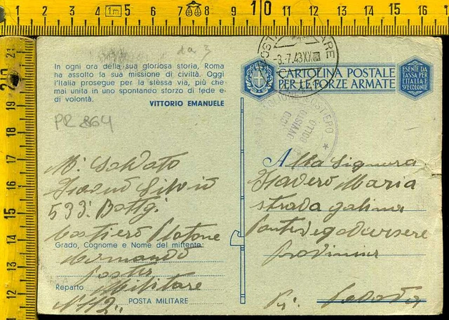 SECONDA GUERRA FRANCHIGIA Posta Militare 112x Pontevigodarzere Padova ...