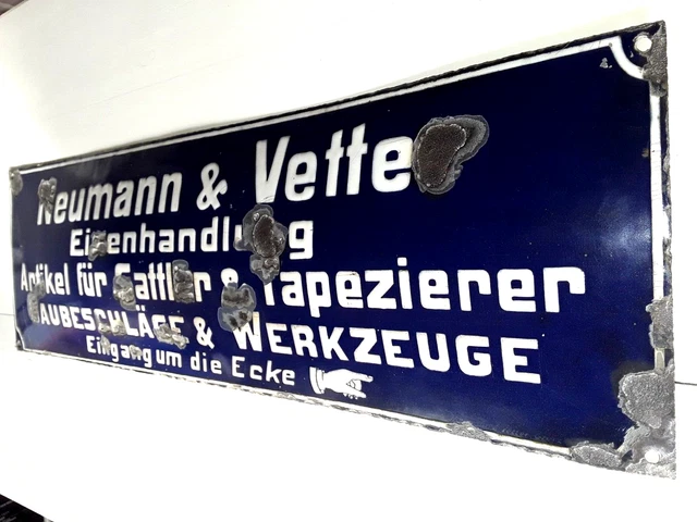 ORIGINAL ALTES GEWÖLBTES Emailschild Firmenschild Eisenhandlung 20er ...