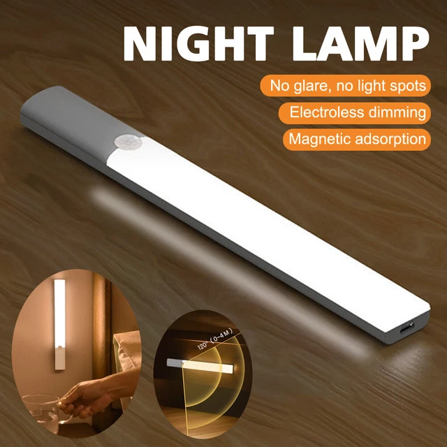 STRIP LIGHT LED PIR Motion Sensor USB Rechargeable Magnetic Cabinet ...