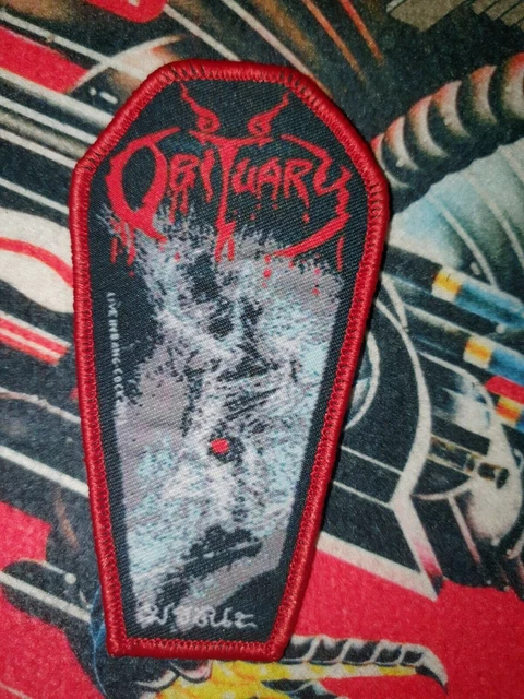 DEATH METAL PATCH Coffin Laser Cut Red Border Suffocation Battle Jacket ...