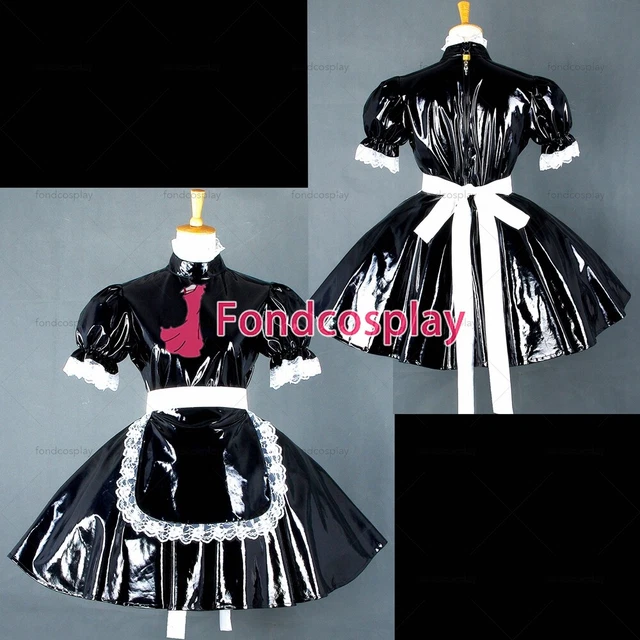 SISSY MAID BLACK PVC lockable dress Tailor-made# £62.40 - PicClick UK