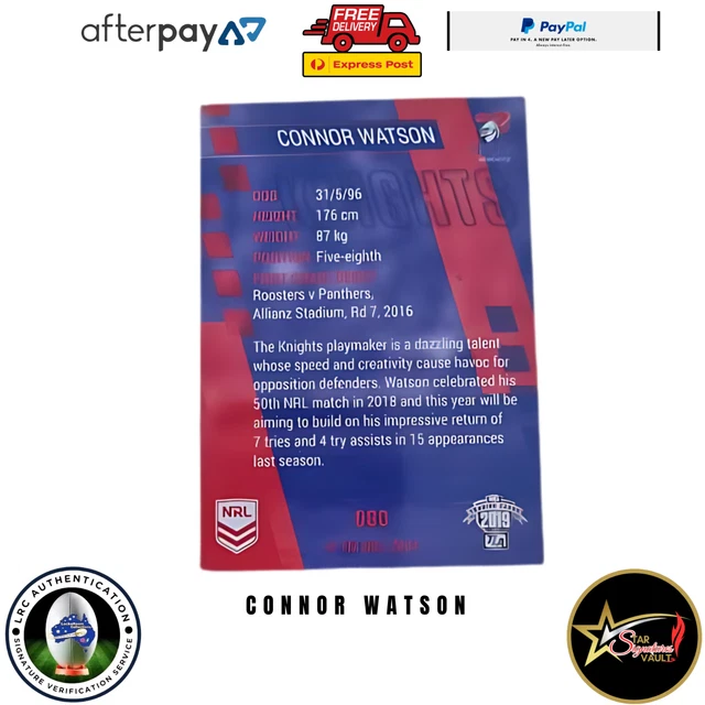 NEWCASTLE KNIGHTS CONOR Watson Signed Nrl Card £15.68 - PicClick UK