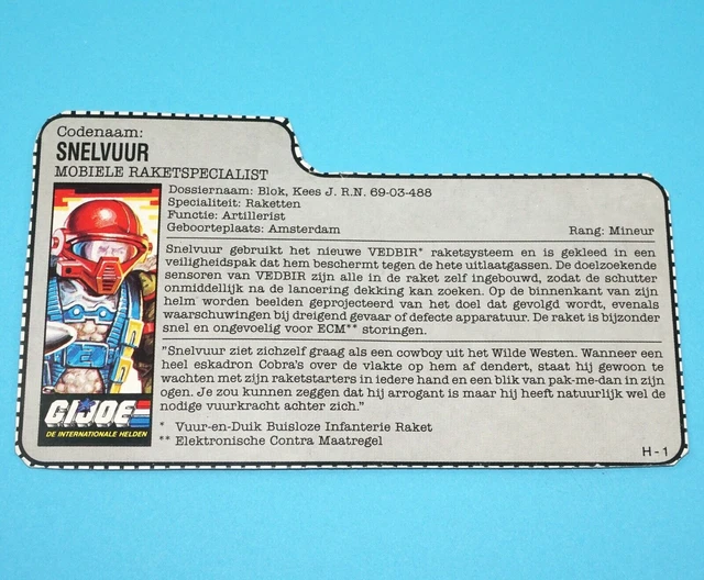 1987 GI JOE FAST-DRAW v1 FILE CARD FILECARD NL DUTCH HASBRO EUR 2,99 ...
