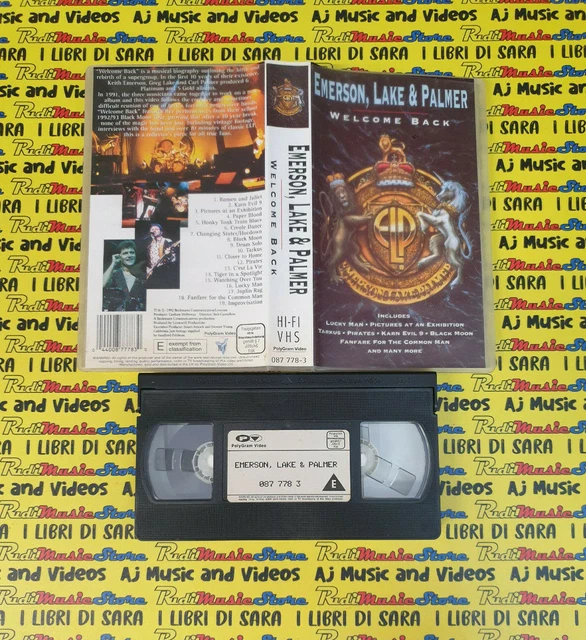 VHS EMERSON LAKE & PALMER Welcome back 1992 POLYGRAM no cd lp dvd mc ...