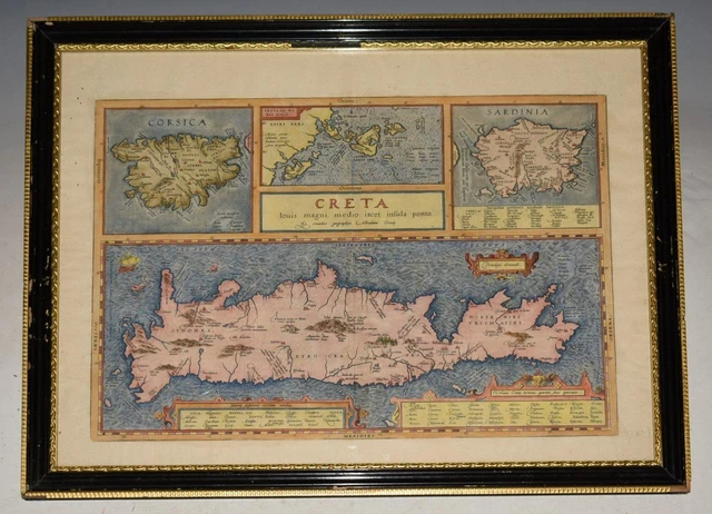 ORIGINAL ANTIQUE ENGRAVED Map of CRETA Crete and the Greek Islands ...