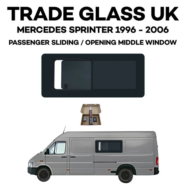 MERCEDES SPRINTER LWB Passenger Side Sliding MIDDLE Window With Fit Kit ...