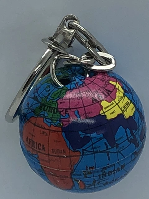 VINTAGE WORLD MAP Globe Design Collectors Tin Key Chain Keyring $12.00 ...