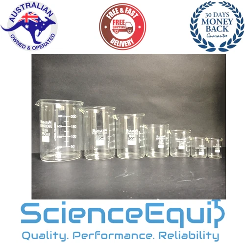 GLASS BEAKERS SET Low Form Beaker kit 5, 10, 25, 50, 100, 150, 250ml ...
