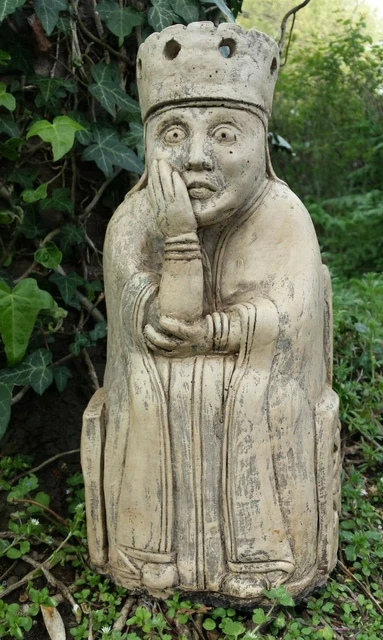 LARGE CAST STONE Lewis Chess Chessman Queen Garden Statue £50.00 ...