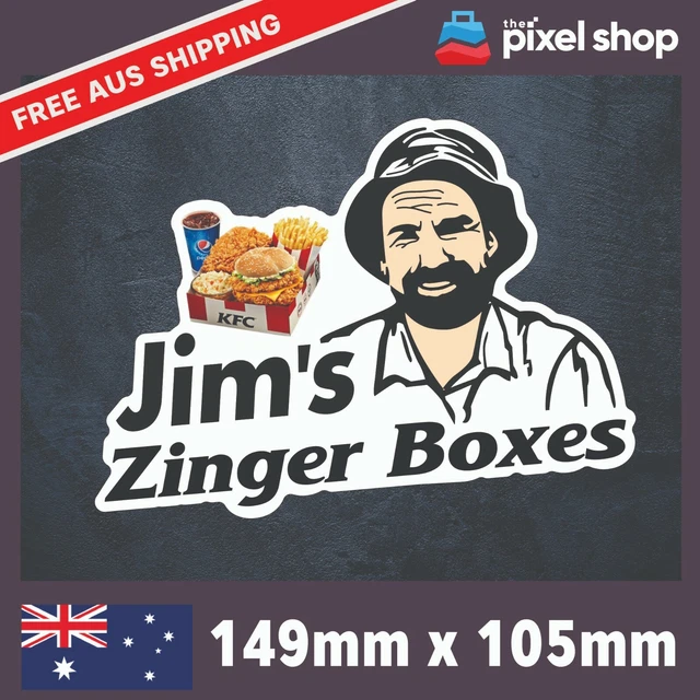 JIM'S ZINGER BOXES Sticker Meme ute toad 4x4 window bumper funny car ...