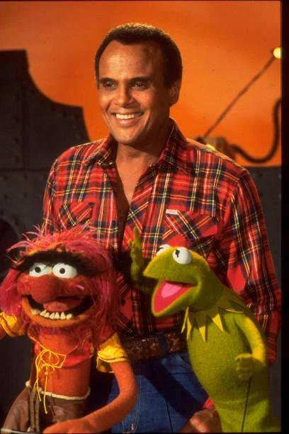 SINGER & ACTOR Harry Belafonte with puppet characters Kermit Th- TV Old ...