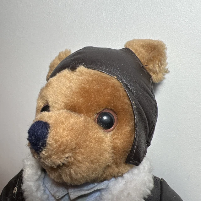 VINTAGE AVIATOR PILOT Teddy Bear Soft Plush Toy 12” £9.99 - PicClick UK