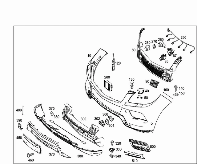 MERCEDES W166ML AMG Front Bumper Shock Absorber Oem 1668850637 £158.86 ...