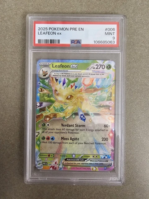 2025 POKEMON PRE En-Prismatic Evolutions #006 Leafeon Ex Psa 9 • Fast ...