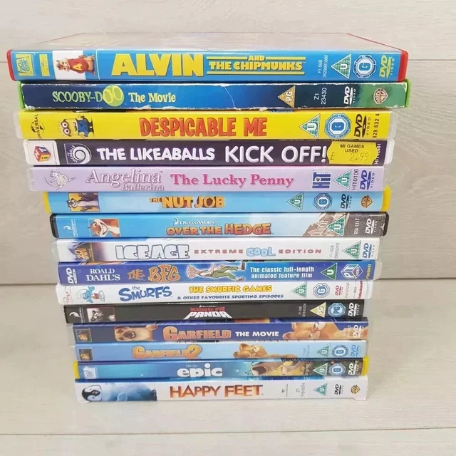 LOT BUNDLE OF 15 DVDs Kids Children Cartoon Alvin Minions Garfield ...