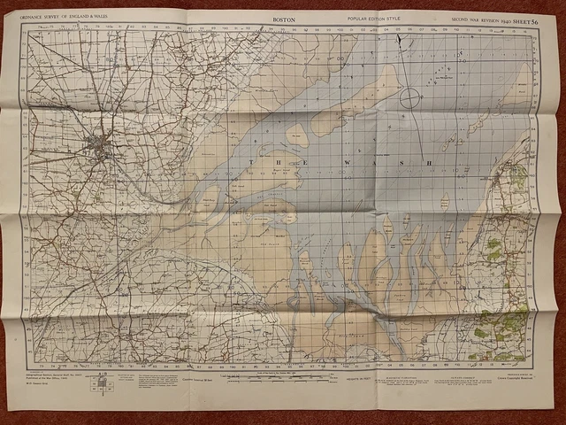 MAP OF BOSTON WW2, WAR REVISION 1940 Ordnance Survey SHEET 56 £4.00 ...