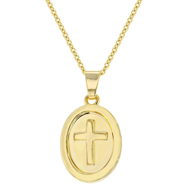 PENDENTIF CROIX MÉDAILLE Religieuse Plaqué Or Pour Enfants Et ...