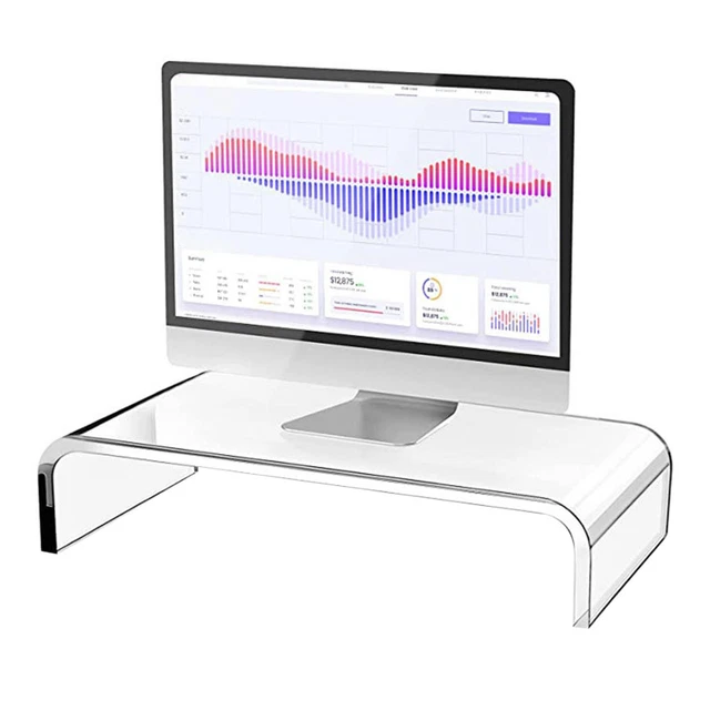 MONITOR STAND RISER Acrylic Laptop Stand Clear Desktop Computer Riser ...