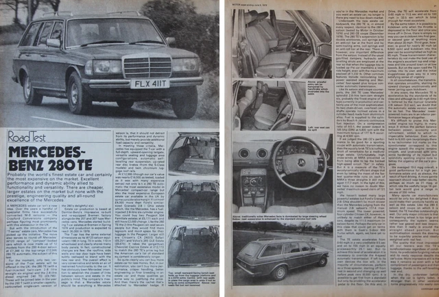 ORIGINAL 1979 MOTOR extracted magazine road test (folded) MERCEDES-BENZ ...