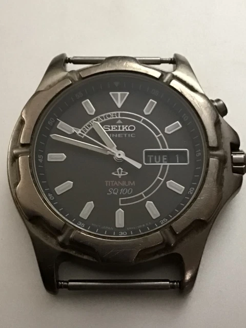 VINTAGE 1990S SEIKO SQ100 Kinetic Titanium 5M43-0C00 38mm Quartz Gents ...
