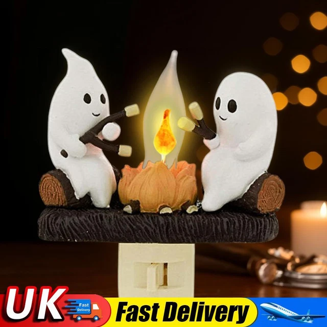 LED GHOST CAMPFIRE Flickering Night Light Plug Into Wall Resin Room ...