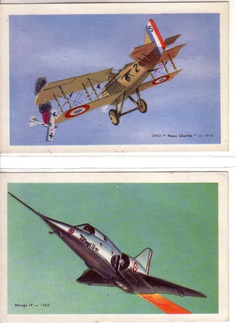 CARTES POSTALES.FRANCE.CHOCOLAT TOBLER.AVIONS .Spad 1916.Mirage Iv.1960 ...