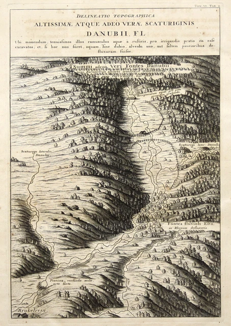 DONAULAUF DONAUQUELLE ORIGINAL Kupferstich Landkarte Marsigli 1726 EUR 200,00 - PicClick DE