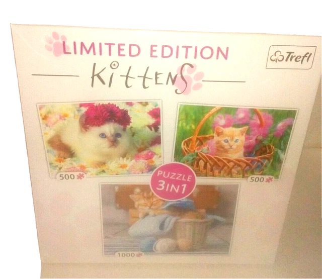 KITTENS 3 IN 1 Jigsaw Trefl Limited Edition Gift Box 2x 500, 1x 1000 ...