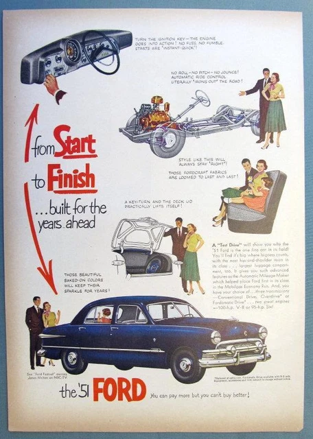 START TO FINISH FORD IS BUILT FOR THE YEARS AHEAD Original 8 x 11 1951 ...