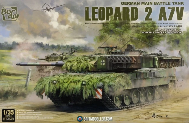 BORDER MODEL BT040 - 1:35 Leopard 2A7V,Workable Track & Metal gun EUR ...