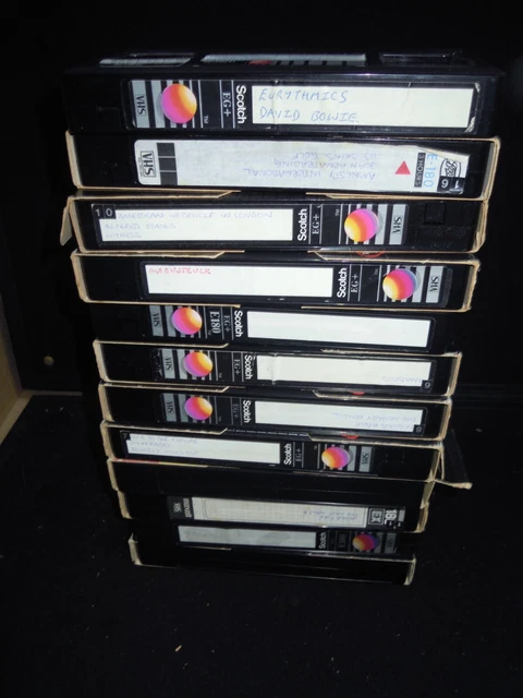 USED BLANK RECORDABLE VHS SCOTCH Tapes with TV Recordings x 12 job lot ...