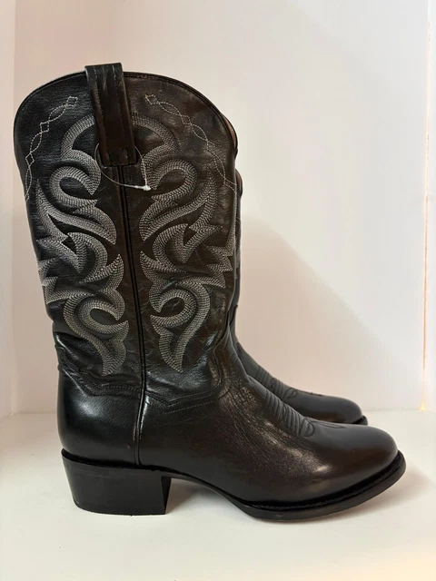 DAN POST MILWAUKEE Black Western Cowboy Boots Round Toe Leather Men’s ...