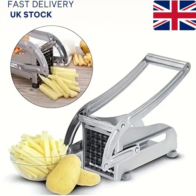 POTATO CHIPPER CHIP Chopper Cutter Slicer Maker & 2 Steel Edges French ...
