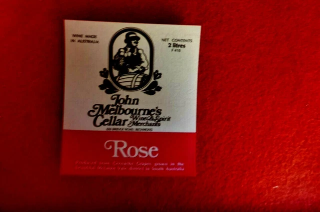 JOHN MELBOURNE'S CELLAR Richmond Vic Rose Wine Label Unused Mclarenvale ...